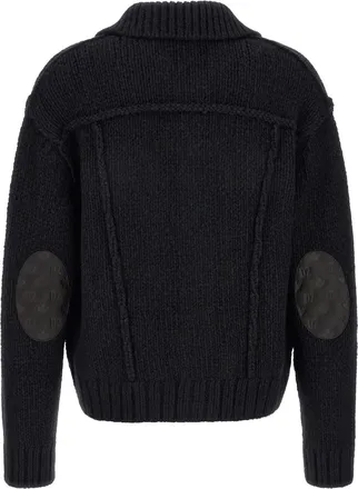 Dsquared2 Logo Patch Wool Blend Cardigan - Black