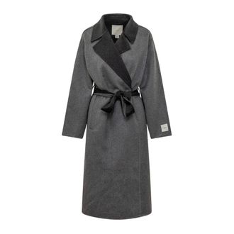 Calvin Klein Manteau cache-coeur en m&eacute;lange de laine chin&eacute;e - Femme - Manteaux - Gris - Taille: 38 FR