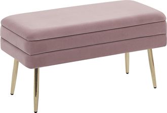 Beliani Bank mit Stauraum aus Samtstoff in rosa/gold Durham
