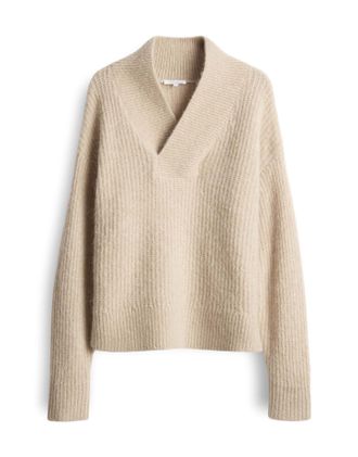 OPUS Damen Pullover | PONELOPE Regular Strickpullover im Alpaka Wolle Mix Macadamia, 42