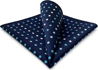 Shlax & Wing Carr&eacute; de poche homme &agrave; pois bleu mode &eacute;l&eacute;gante