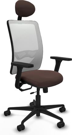 Piqueras y Crespo 24-Stunden-B&uuml;rostuhl Zulema mit 3D-Armen, h&ouml;henverstellbarer Lendenwirbelst&uuml;tze und festem Kopfteil, ausgestattet mit Syncro/Traslack. Wei&szlig;/Dunkelbrau