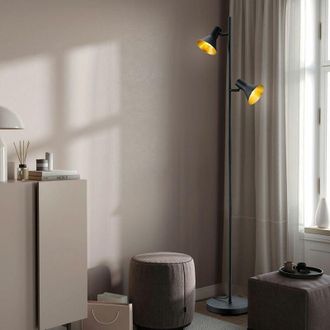 ETC Shop Lampadaire r&eacute;tro noir projecteur de plafond de salon rotatif dans un ensemble comprenant des ampoules led