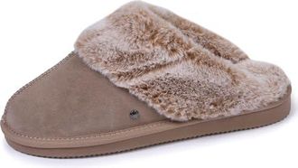 Isotoner Chaussons pantoufles mules femme cuir fourré chaud, 36 EU, beige