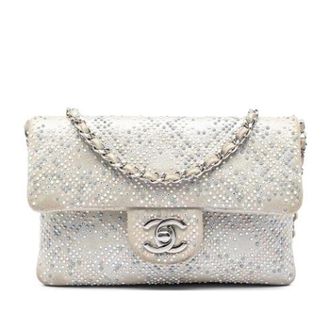 Chanel Pre-owned Vintage Quilted Suede Beaded Crossbody - - Pre-owned - Damen - Beige - ONE SIZE