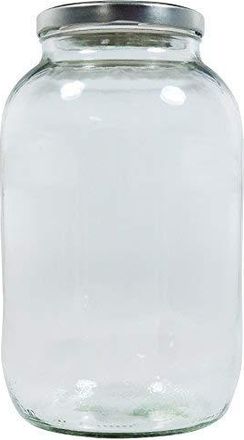 Viva Haushaltswaren Mikken XL Einmachglas 3400 ml mit Schraubverschluss Silbernes Vorratsglas Glas mit Etikett, Silber