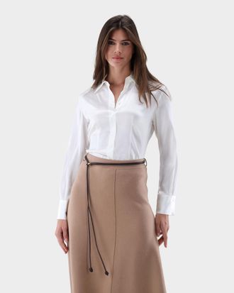 van Laack Hemdbluse tailliert aus Seidensatin-Stretch