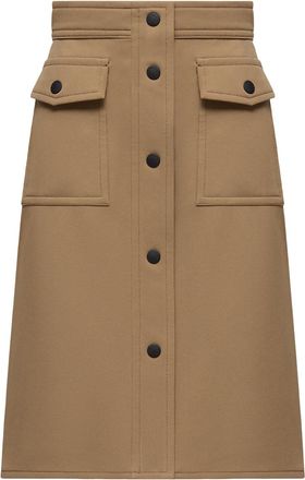 Moncler Moncler Technical Twill Knee-length Skirt, Women, Brown, Size: 40