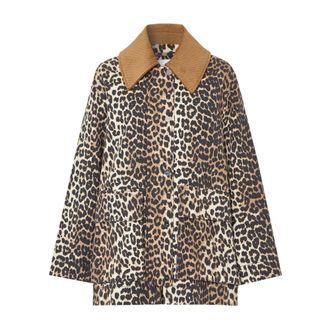 Ganni Femme, Vestes, Beige, Taille: 38/40 FR Veste Midi en Toile Imprimée