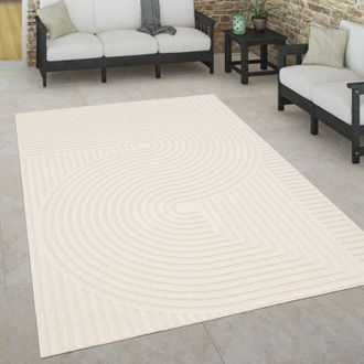 Paco Home Paco Home - Outdoor Teppich Skandinavisch wetterfest Modern & Pflegeleicht für Innen & Außen 240x340 cm, Creme 2