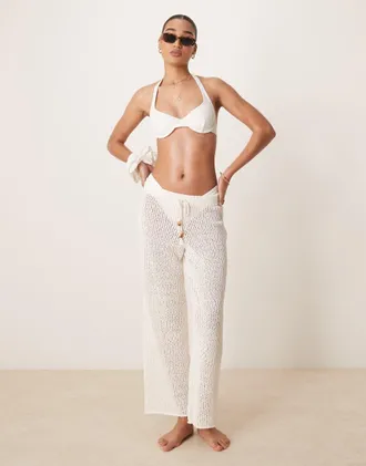 Abercrombie & Fitch Pantalon de bain en maille transparente - Blanc