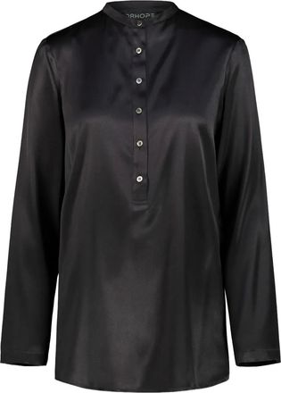 DRHOPE Geknöpfte Bluse mit Stehkragen - Schwarz