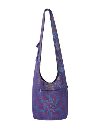 vishes Damen Umh&auml;ngetasche Stoff Beuteltasche Schulter Taschen Yogi Bag Baumwolltasche Mandala violett