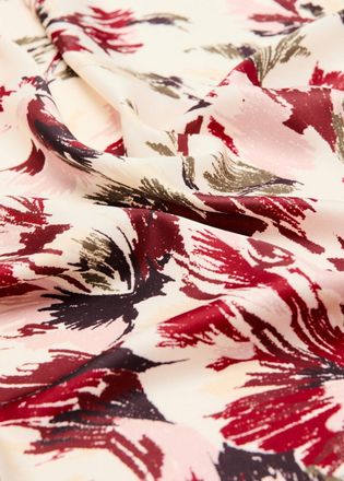 Mango Foulard imprim&eacute; &agrave; fleurs grenat - Femme - Taille unique - MANGO