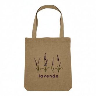 Fabulous Sac Shopping Tote Bag Aspect Lin - Lavende Provence Fleurs Minimaliste Chic Amour - Sac de Courses Toile Epaisse 360g Beige Naturel Cabas Port&eacute; Epaule