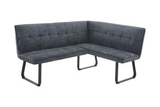 Byliving Eckbank TALEA/Webstoffbezug in dunkelgrau, Gestell in schwarz/Gro&szlig;e Eckbank L-Form, Langer Schenkel Links, komfortable Nosaqfederung/Sitzbank/Essbank/