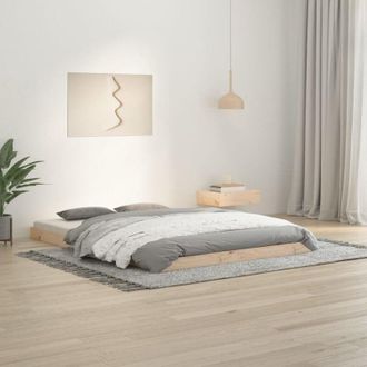 vidaXL Cadre de lit 135x190 cm double bois massif de pin