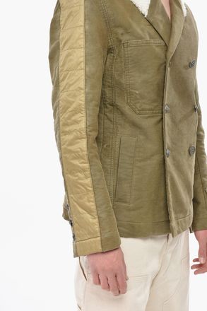 Greg Lauren Doppelreihige Baumwolljacke mit Shearling-Kragen Greg Lauren