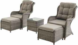 Sweeek 2er Set Sesseln Polyrattan und Aluminium - Barletta Grau / Beige
