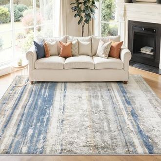 Generic Tapis Rond Salon 140 x 200 cm, Lavable Antid&eacute;rapant Tapis, Boh&egrave;me Vintage Tie-Dye Rayures Imprim&eacute; Carpette pour la Chambre la Salle &agrave; Manger et Bureau