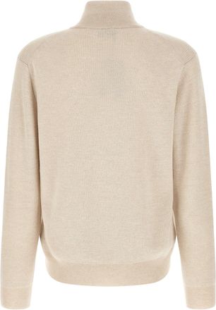 Brioni Ribbed Half-Zip Sweater - Beige