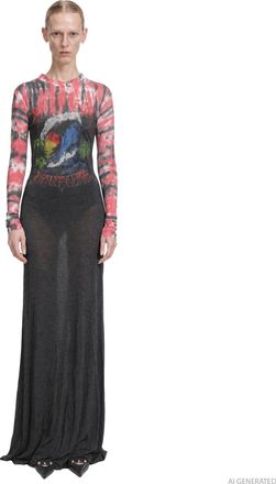 Balenciaga Extreme Tie Dye Long Sleeve Dress