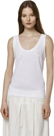 Daniele Fiesoli Femme, Tops, Blanc, Taille: 38 FR T-Top Leinen Dd6328