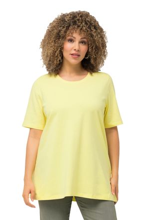 Ulla Popken Damen große Größen Übergrößen Plus Size T-Shirt, A-Linie, Rundhalsausschnitt, Halbarm zitronengelb 58+ 807264605-58+