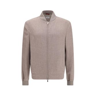 Brunello Cucinelli Kaschmirjacke mit Doppelrei&szlig;verschluss - - Jackets - Herren - Beige - L
