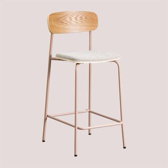 Sklum Sklum - Lot de 2 tabourets hauts empilables 65 cm en fer et bois Wilpier Rose Noisette
