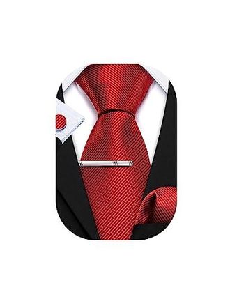 Barry.Wang Lot de 4 cravates classiques en satin pour homme - Pour mariage, formel, affaires, Rouge pur, taille unique