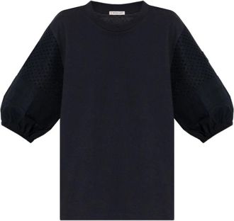 Moncler Femme, Tops, Bleu, Taille: 38 FR T-shirt traforata maniche a palloncino