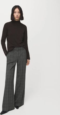 Mango Pantalon de costume wide leg &agrave; carreaux gris - Femme - 36 - MANGO