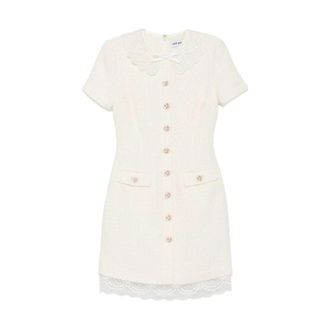 Self Portrait Boucl&eacute;-Kleid mit Schleife - - Dresses - Damen - Beige - S