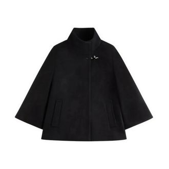Fay Geometrischer Wollmantel mit Dreiviertel&auml;rmeln - - Jackets - Damen - Schwarzk - M