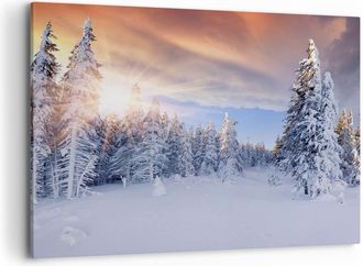 Arttor Bilder auf Leinwand 100x70cm Leinwandbild Abenteuer alpen winter schnee Groß Wanddeko Bild Schlafzimmer Küche Deko Wandbilder Dekoration Wohnzimmer Wa