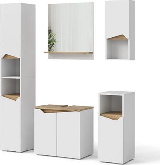 Vicco Badm&ouml;bel-Set Marelle, Wei&szlig;, 5 Teile
