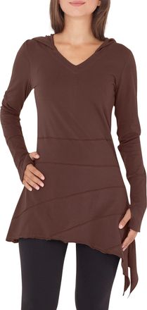 Purewonder Kleid Longshirt Tunika Elfenkleid Zipfelkapuze dr60 Braun XXL