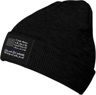 Generic Serment DAll&eacute;geance Au Drapeau Am&eacute;ricain Unisex Skull Cap Confortable Bonnets Tricot&eacute; Classique Bonnet De Trawler pour Ski Sport Jogging