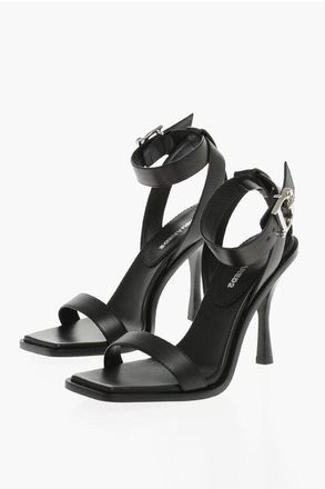 Dsquared2 Ankle-Strap Leather Sandals with Silver Buckle, 10 cm Heel size 36,5