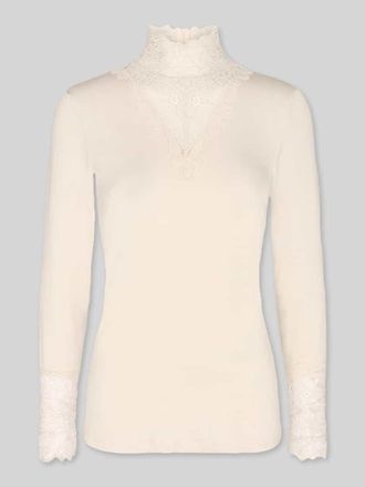 Soyaconcept Slim Fit Langarmshirt mit Spitzenbesatz