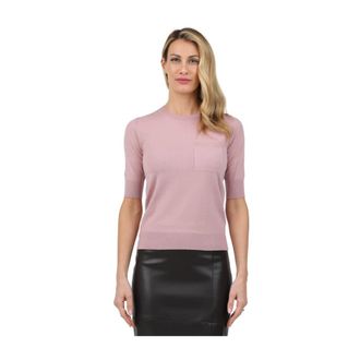 Max Mara Kurzarm Rundhals Top mit Tasche - - Tops - Damen - Rosa - S