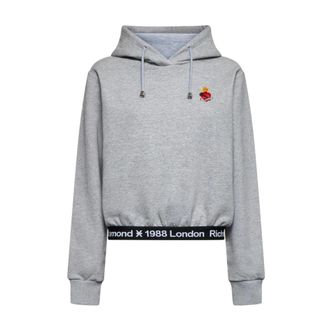 John Richmond Kapuzenpullover mit elastischem Detail - - Sweatshirts & Hoodies - Damen - Grau - M