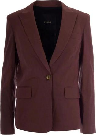 Pinko Pinko, Femme, Vestes, Brun, Taille: 38 FR Freda Giacca Lino Stretch