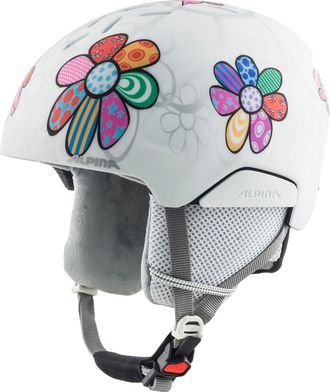 Alpina PIZI - Leichter, bruchfester & individuell anpassbarer Skihelm f&uuml;r Kinder, mit abnehmbaren Ohrenpolstern - Patchwork-Flower matt - S (46-51 cm)