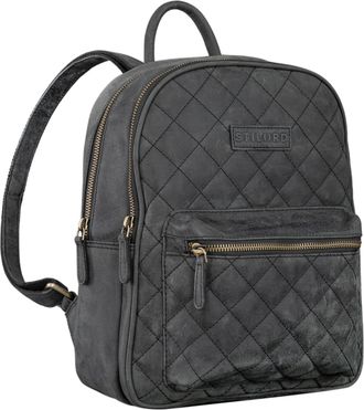 STILORD Elira Rucksack Leder Damen Klein mit Rautenmuster Lederrucksack Vintage Daypack Gesteppte Tasche Cityrucksack Frauen Elegant Echtleder, Farbe:anthrazi