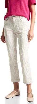 Street One Damen A377882 Gestreifte Hose, Off White, 36W x 28L