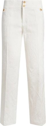 Etro Femme, Pantalons, Blanc, Taille: 36 FR Pantalon &Eacute;vas&eacute; en Jacquard M&eacute;lange de Coton