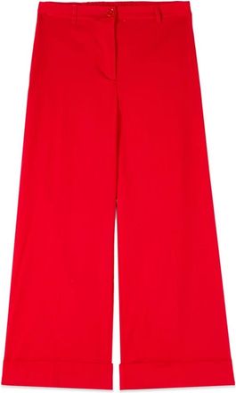 Oltre Femme, Pantalons, Rouge, Taille: 44 FR Pantalon cropped en m&eacute;lange de coton