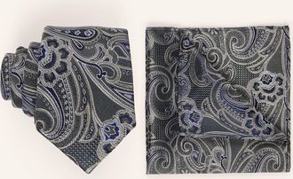 Paul Paul Set: Krawatte Und Einstecktuch gruen